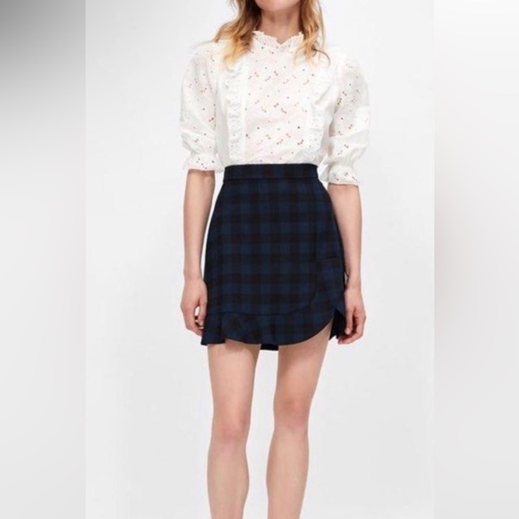 Zara | Skirts | Nwot Zara Checked Ruffled Skirt | Poshmark